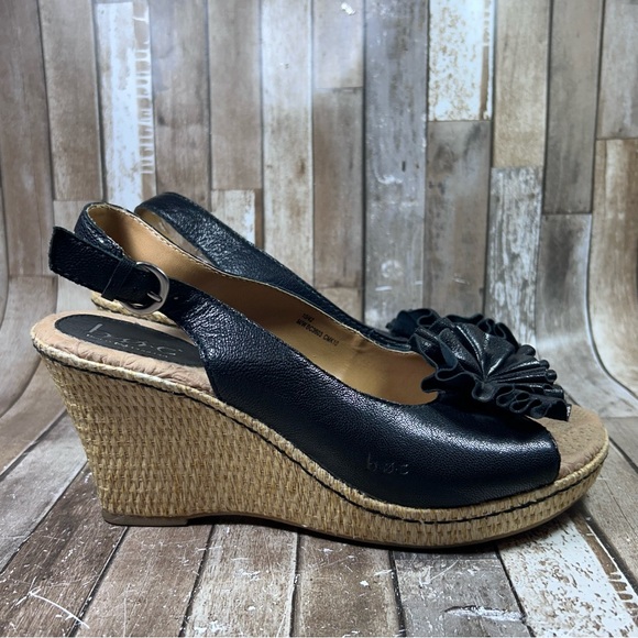 boc | Shoes | Boc Born Shoes Sandals Womans Blossom Flower Wedge Black ...